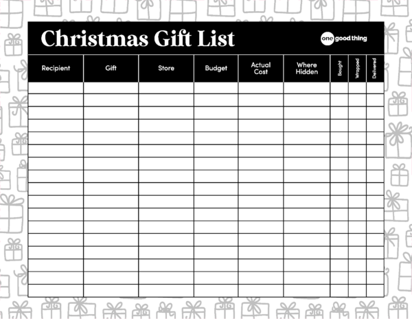Print This Free Christmas Gift List To Stay Organized