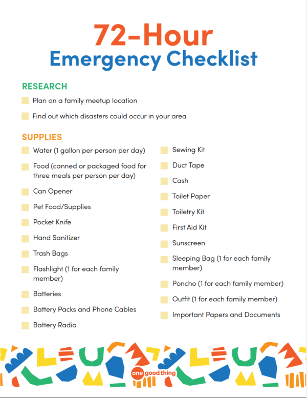 72-Hour Emergency Preparedness Checklist [Free Printable]